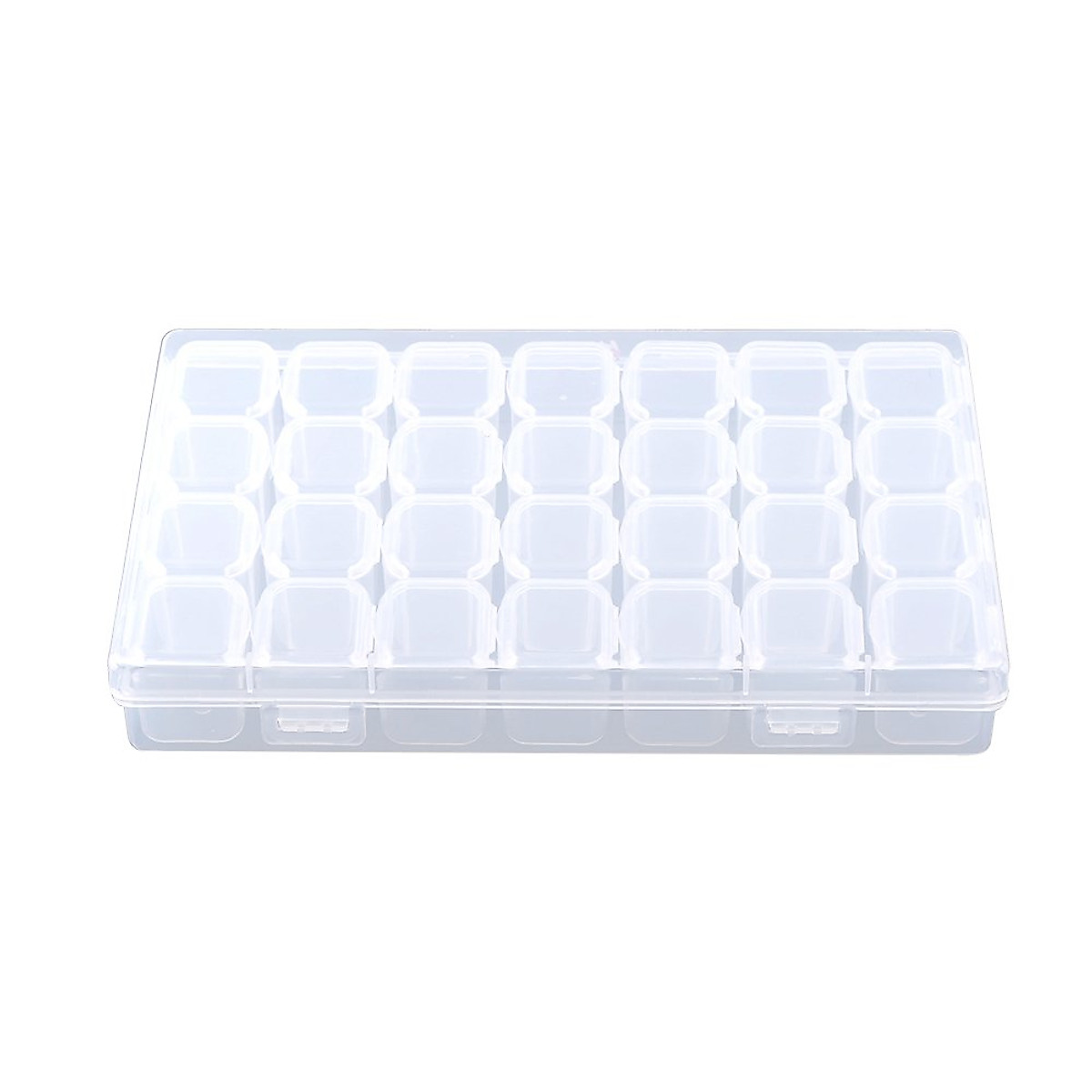 Clear Plastic Jewelry Beads Medicine Pill Box Organizer Storage Container Nail Art Rhinestone Storage Box with Removable Adjustable Dividers Case 28 Grids