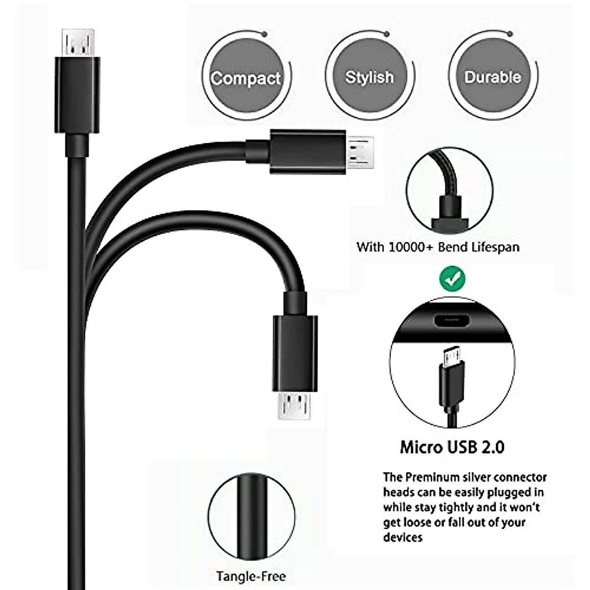YCWZZH 10ft Charger Charging Cable Cord Compatible for Logitech MX Master 2S MX Anywhere 2 MK875 MX Ergo K800 K811 K830 G915 Folio m1,Keys Folio 43404 09543 & More USB Mirco Port Mouse/Keyboard