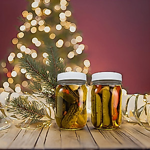 Jarming Collections Mason Jars 16 oz - Glass Jars with Plastic Lids- Glass Storage Jars with Regular Mouth Lids- Jars with Lids- Canning Jars, Pint Jars- Set of 2, 16 oz Mason Jars, White Lids