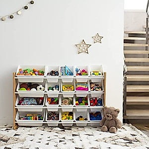 Humble Crew Toy Organizer with 20 Storage Bins, Natural/White