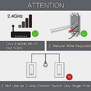 MOES WiFi Smart Light Dimmer Switch, Neutral Wire Required, No Hub Required, Smart Life/Tuya APP Remote Control, Compatible with Alexa Google Home for Voice Control, ETL & FCC Listed Single-Pole Black
