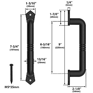 skysen Sliding Barn Door Handle Pull Black for Sliding Barn Door,Gate 9'' Black(607)