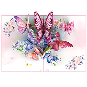 RIZOSI Butterfly Garden Pop Up Card, Pop Up Flower Cards, Handmade Flower Greeting Cards, 3D Birthday Card, Mother’s Day Card Pop Up, Anniversary, Valentine, Thinking of You, Birthday Gift, 15x20 cm