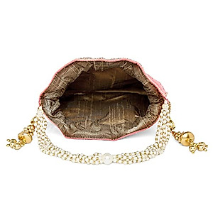 Aheli Potli Bags for Women Evening Bag Clutch Ethnic Bride Purse with Drawstring(P05PK)