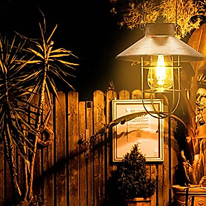 VILAWLENCE 2PCS Hanging Light Solar Lamp with Shepherd Hook Outdoor,Metal Waterproof Led Garden Lights,Edison Bulb Decorative for Patio,Yard,Porch(Copper)