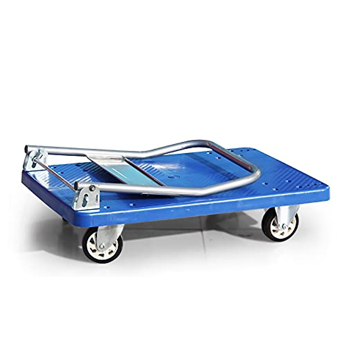 Generic Platform Hand Truck Platform Truck Foldable Push Cart Thickened Plastic Deck Metal Handle and Silent Wheels 360 Degree Moving for Indoor Outdoor Foldable