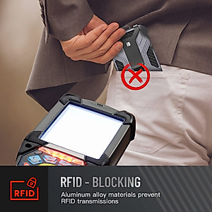 Minimalist Wallet for Men - Slim Aluminum Metal Wallet with Money Clip, ID Badge Holder, RFID Blocking Credit Card Holder, Hold Up to 15 Cards - Front Pocket Carbon Fiber Smart Wallet, Gift for Men