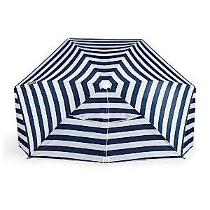 ONIVA - a Picnic Time brand Brolly Beach Umbrella Tent, (Navy Blue & White Stripe),One Size