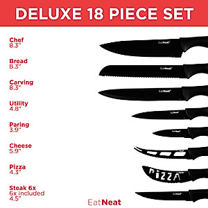 EatNeat Kitchen Knife Set with Cutting Board - EatNeat 5-Pack of Glass Food Storage Containers with Airtight Snap Locking Lids to Keep Food Fresh