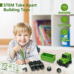 LTKFFFdp Boy Toys Car Toys for Boys Girl 5 6 8 9 10 12 Year Old with 10 Dinosaur Figures, Take Apart Construction Truck Building Toys with Sound Light, Learning Birthday Carrier Vehicle Playset Gifts