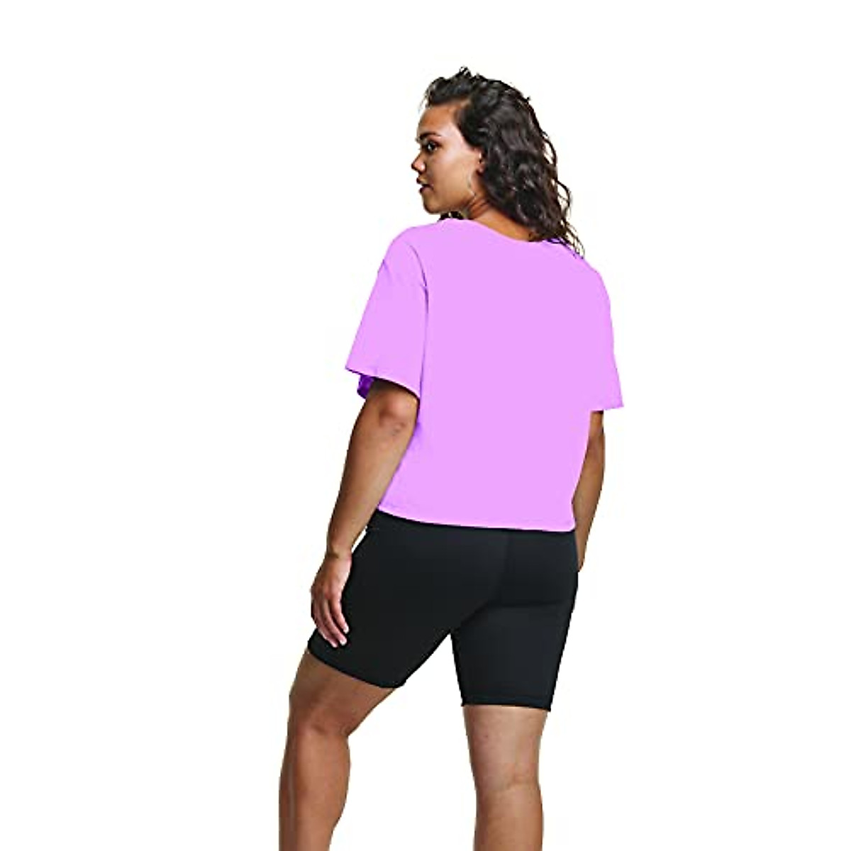 Champion Women's Size Plus Cropped Graphic Tee, Paper Orchid-586788, 1X