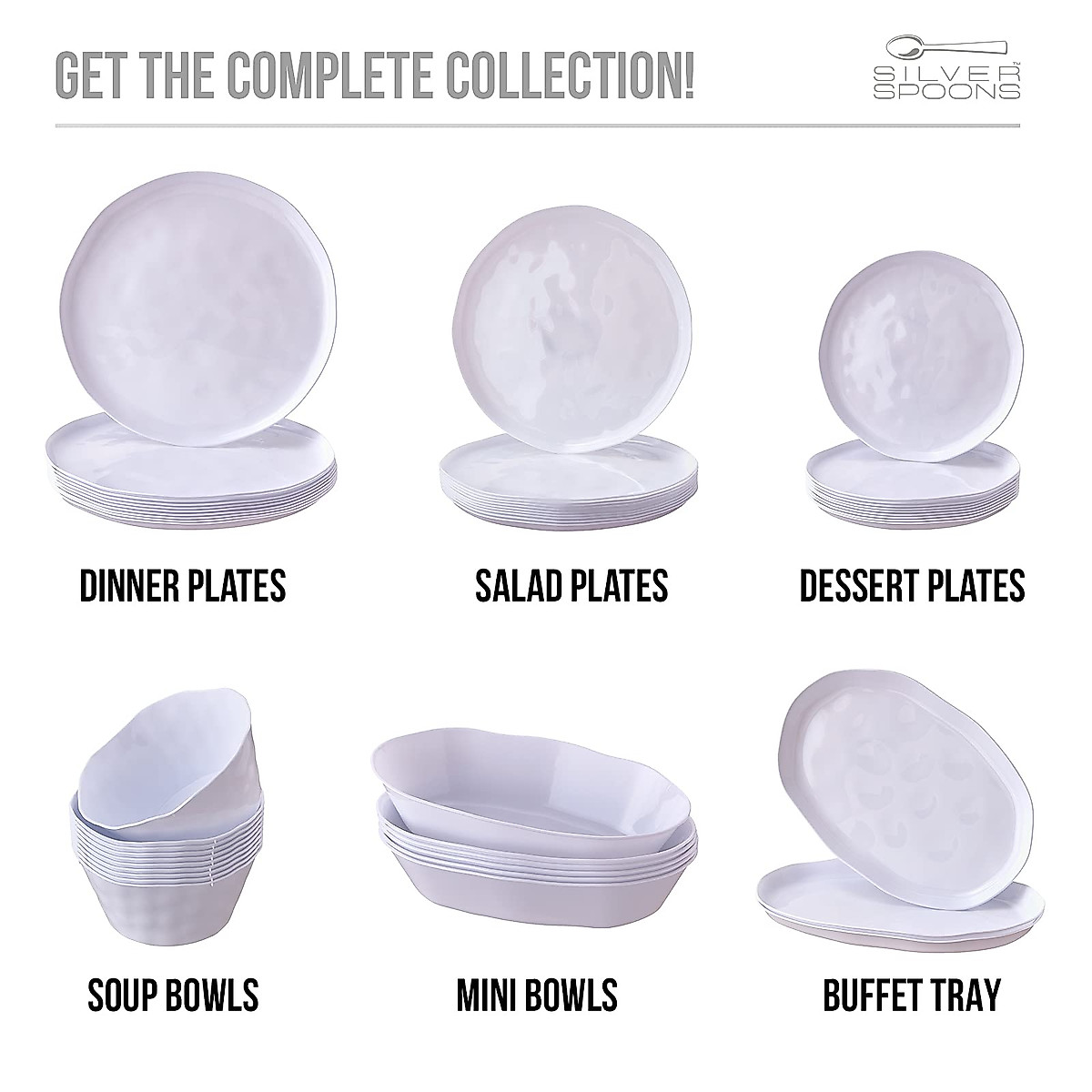 Silver Spoons MINI DESSERT BOWLS | Oval Dessert Plates | Lava Collection | White | 6 PC