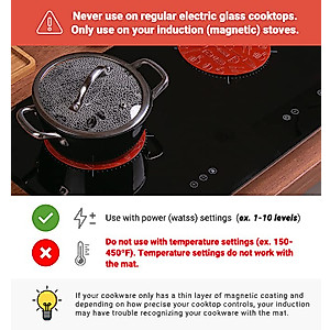 VEM Induction Cooktop Mat - Silicone Scratch Protector - for Magnetic Stoven - Non Slip Pads to Prevent Pots from Sliding During Cooking (7.48 inches) Black
