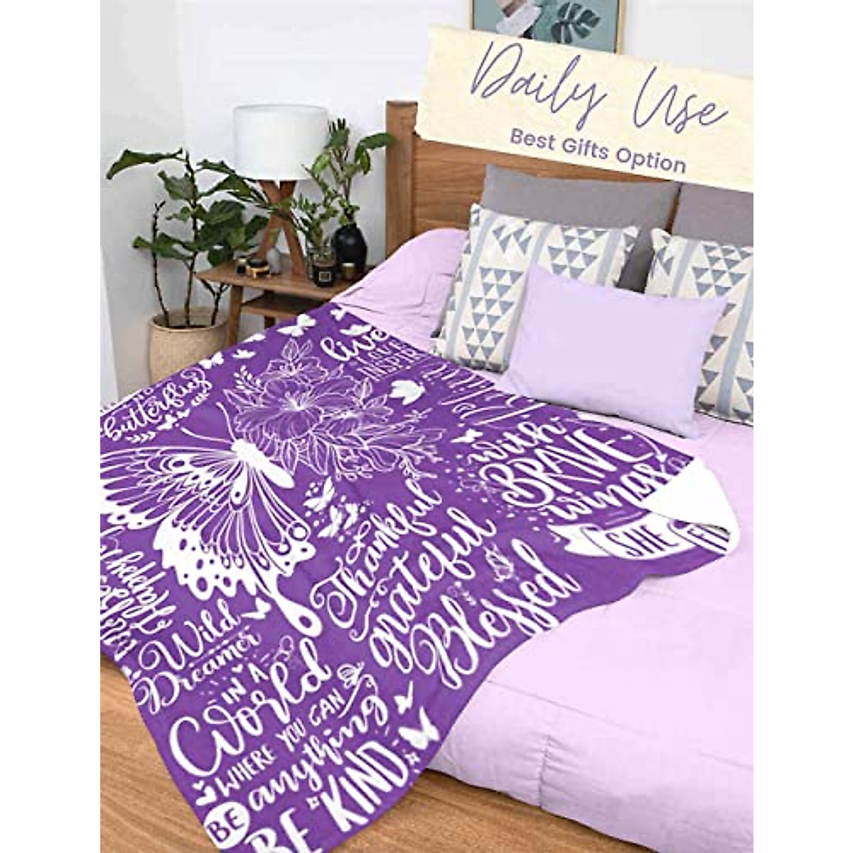 InnoBeta Purple Butterfly Gifts for Butterfly Lovers for Women & Girls, 50"x 65" Flannel Throw Blanket, Perfect for Birthday, Christmas, Mother's Day