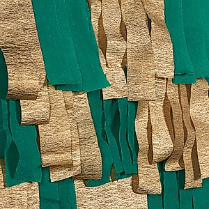 PartyWoo Metallic Gold Balloons 120 pcs 5 Inch and Green and Gold Crepe Paper Streamers 6 Rolls