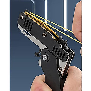 QKUDNGHY Kids Toys Cool Keychain Rubber Band Mini Metal Folding Rubber Launcher Toy with 60 Elastic Rubber Bands for Game Outdoor Activities (Blue)