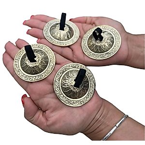 DharmaObjects Belly Dancing - Pro Finger Zills or Cymbals 2 Pair/4pcs Gold 6cm