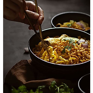 Bruntmor Ceramic Bowls, For Salad, Soup, Pasta Bowl Set Of 6 Serving Plates. 24 Oz Porcelain Baking Skillet With Handles. Safe For Oven, Microwave, Dishwasher. Serving Christmas Dish. Matte Black