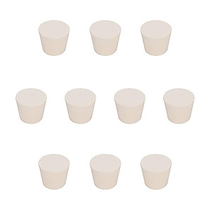 StonyLab Solid Rubber Stoppers, 10-Pack 7# White Tapered Lab Seal Rubber Stoppers, Fits StonyLab 250ml Erlenmeyer Flask