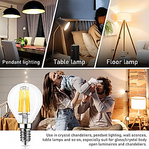 E14 6W G45 Dimmable LED Filament Bulb, 2700K Warm White 900LM Edison Candle Light Bulb, G45 Clear Glass Globe Cover, 60 Watt Equivalent, AC 110V,4-Pack