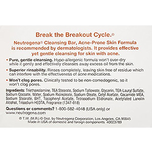 Neutrogena Transparent Facial Bars, Acne-Prone Skin Formula, 3.5 Ounce (Pack of 8)