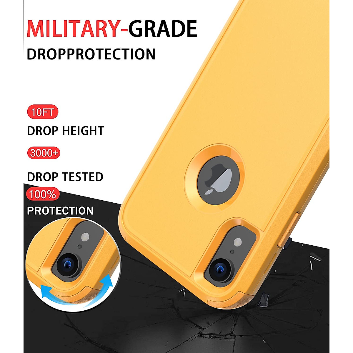 Diverbox for iPhone Xr Case [Shockproof] [Dropproof] [Dust-Proof],Heavy Duty Protection Phone Case Cover for Apple iPhone XR (Yellow)