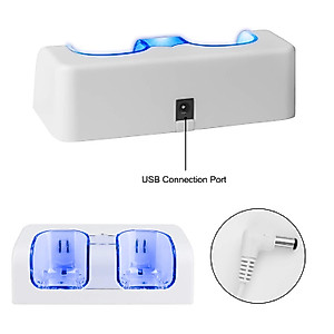 TechKen Dual Charging Station with 2 Rechargeable Batteries for Wii Controllers, Charging Dock for Wii Controllers, Wii Charger Station, Wii Charging Station