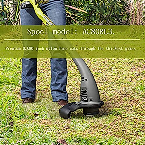 AC80RL3 String Trimmer Replacement Spool Line 080 Inch Twisted Line Compatible with Ryobi One Plus+ AC80RL3 18v, 24v, and 40v Cordless Trimmers ，Weed Eater String Auto-Feed Spool Line 11ft（8-Pack）