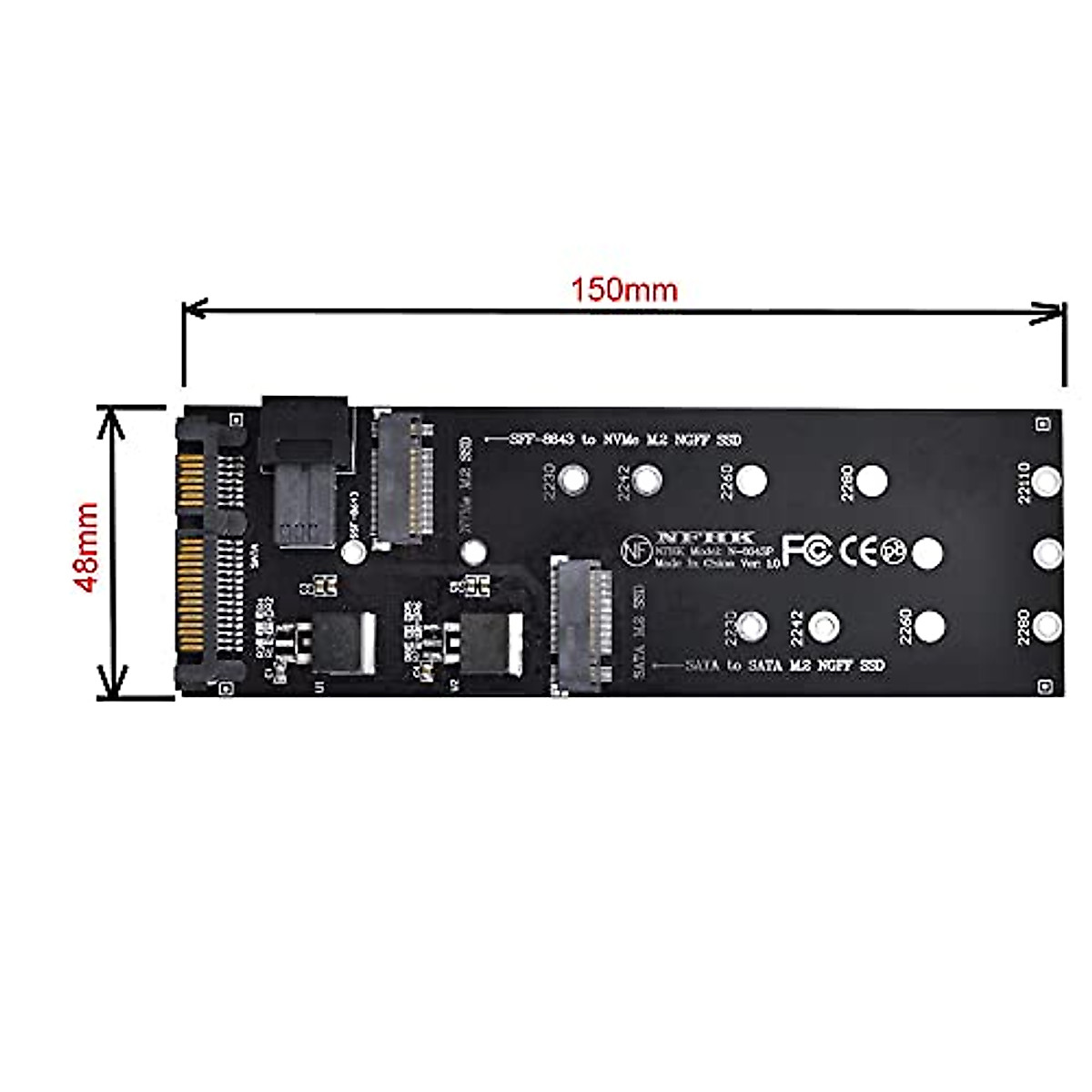 NFHK SFF-8643 to U2 Kit NGFF M-Key to HD Mini SAS NVME PCIe SSD SATA Adapter for Motherboard