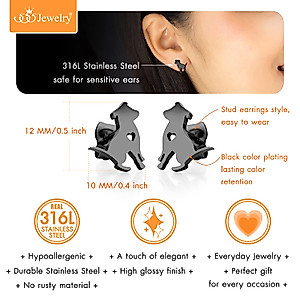 555Jewelry Stainless Steel Small Dog Stud Earrings for Ladies, Hypoallergenic Miniature Dog Earrings for Women, Tiny Stud Doggy Earrings for Women, Small Studs Earrings, Black