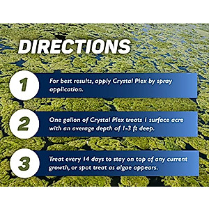 Crystal Plex - Lake and Pond Algaecide Treatment - Liquid Copper Algaecide Kills and Prevents Various Types of Algae (Planktonic, Filamentous, Chara) - 1 Gallon Treats up to 1 Acre