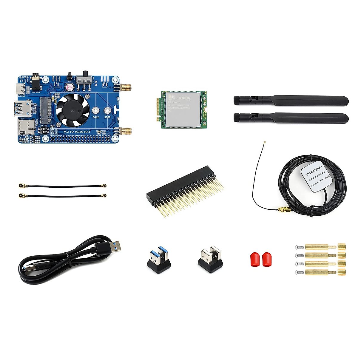 Waveshare SIM7600G-H M.2 4G HAT, Compatible with Raspberry Pi 5/4B/3B/Zero/Zero W/Zero 2W/Pico/Pico W/Pico WH, LTE CAT4 High Speed Global Coverage Multi Band 4G/3G/2G, GNSS