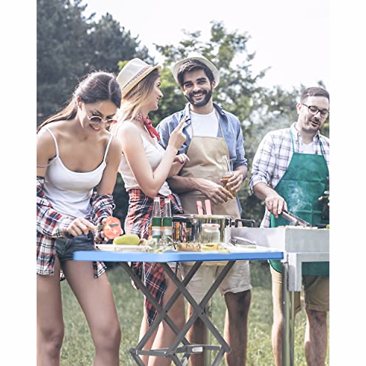 SOUNDANCE Small Folding Table, Adjustable TV Tray, Portable Dinner Table, Lightweight, Zero Assembly, Easy to Fold and Storage, Sturdy Desk for Home Garden Office Indoor Outdoor Use, Blue