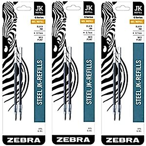 Zebra G-301 JK-Refill 0.7mm Black 2 Refills (Pack of 3)