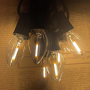 Pallerina 25 Pack LED C7 Clear Replacement Bulbs,Clear Christmas Light Bulbs 0.6Watt Dimmable E12 LED Light Bulbs for Night Light Candles Chandeliers Christmas String Lights, Warm White