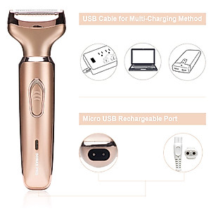 Electric Shaver for Women - Painless Electric Razor for Legs, Face & Bikini Line - Portable Wet and Dry Trimmer -Safe & Cordless - Micro USB Rechargeable