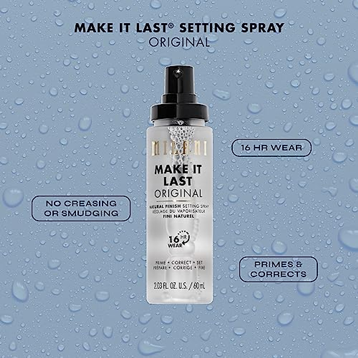 Milani Make It Last Original - Natural Finish Setting SPray - 3-in-1 Setting Spray and Primer- Prime + Correct + Set - Makeup Finishing Spray and Primer - Long Lasting Makeup Primer and Spray - 2 Pack