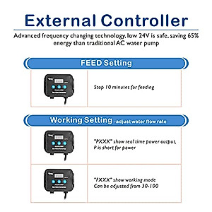 Hygger 24V DC Water Pump Submersible Saltwater Aquarium Sump Pump with LCD Display Controller 1720 GPH