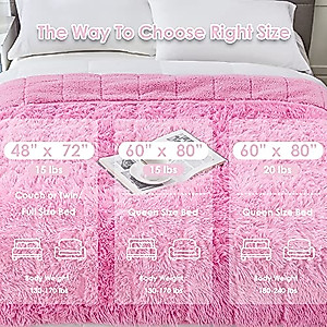 CYMULA Sherpa Weighted Blanket for Adults 15 lbs, Faux Fur Weighted Blanket, Shaggy Furry Weighted Blanket, Plush Weighted Throw Blanket for Twin Size Bed, Warm Winter Gift, 48x72 inches, Pink