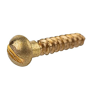 #3 x 1/2" Brass Round Head Slot Drive Wood Screws | 25 Pack | Self Tapping Screws for Wood Antique or Modern Furniture That Does Not Require A Countersunk Screws | SC-B312R (25)