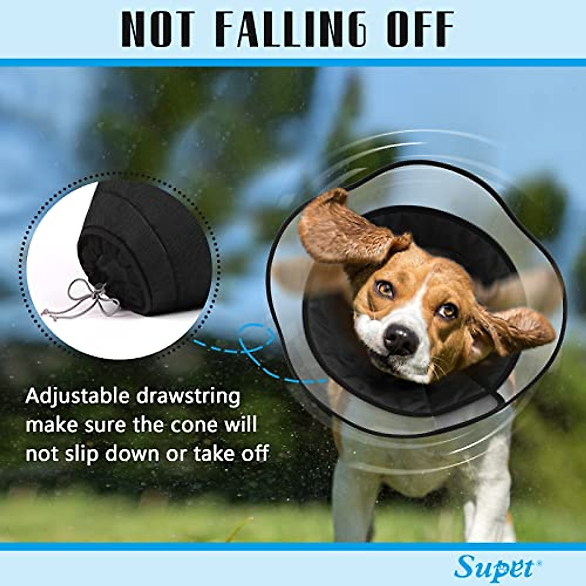 Supet Dog Cone for Dogs After Surgery, Soft Dog Cones for Large Medium Dogs, Comfortable Elizabethan Collar for Dogs to Stop Licking, Adjustable Pet Recovery Collar for Small Dogs