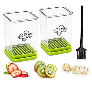 FOLENCER 2 Pack Strawberry Slicer,Upgraded Fruit Cup Slicer with Push Plate,Fruit & Strawberry Cutter for Quickly Making Fruit Vegetable Salad,Integrated Blade Design,Enssential Kitchen Gadget.