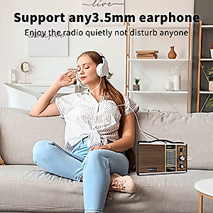 Portable Shortwave Radio AM/FM/SW1-9 Radio Transistor Radio AC or Battery Operated with Best Reception Big Speaker and Precise Tuning Knob with 3.5mm Earphone Jack