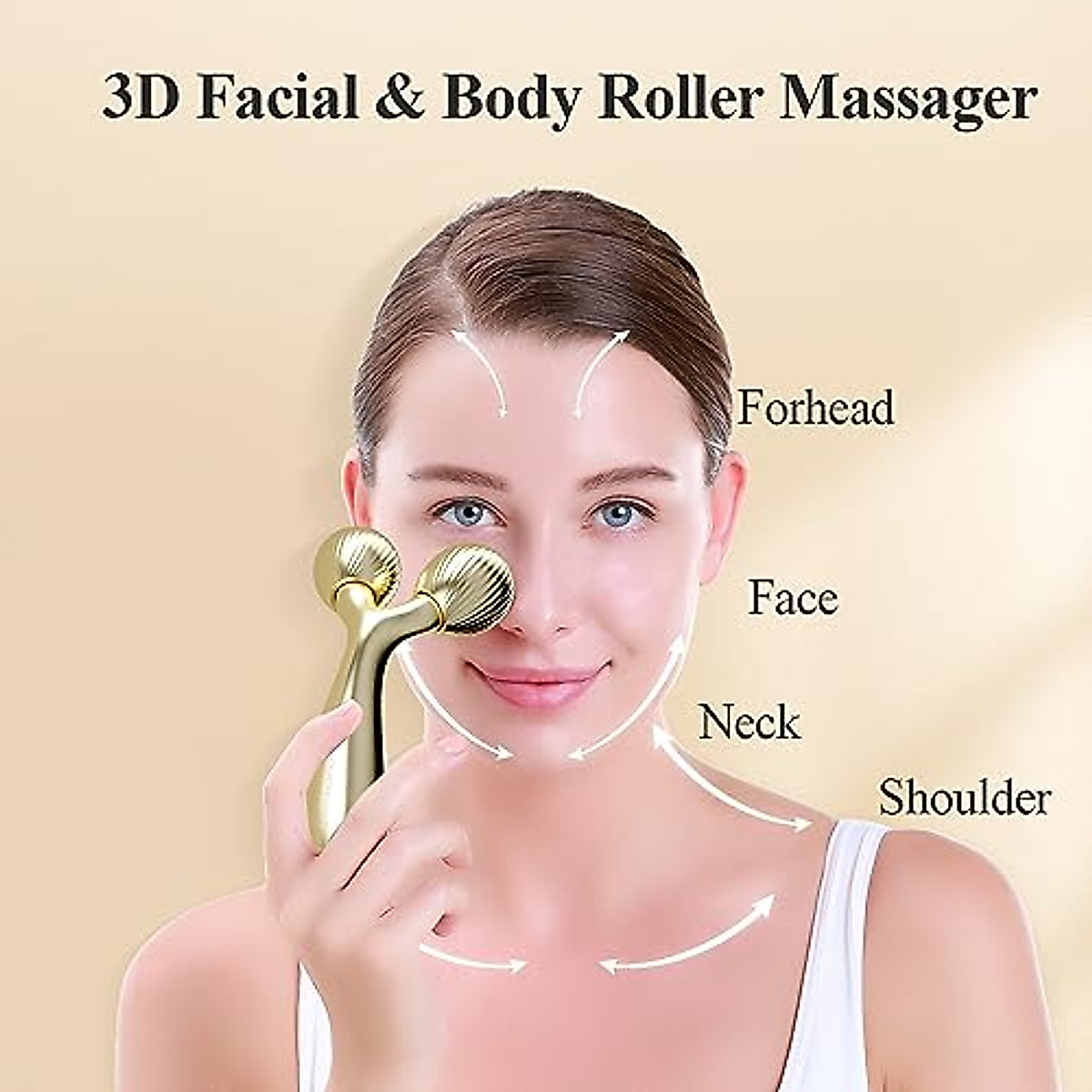 Face Massager Roller Facial Roller Contouring Massager for Face Lift, Reduce Puffiness, Skin Tightening & Collagen Production, Clear Toxins