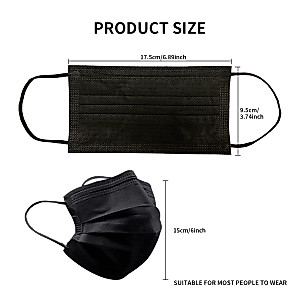 Taizhi Medical black ｍasks 50 Pcs, 3 Layer Filter black face masks