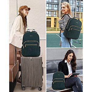 LOVEVOOK Laptop Backpack for Women, Large Capacity Travel Computer Work Bag with 17-inch Laptop Compartment, Business Nurse Backpack Purse, Hiking Outdoor Carry On Backpack, Deepgreen