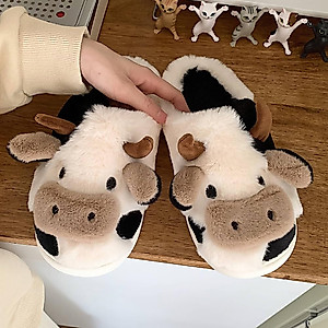 dubuto Kids Slippers, Cute Cow Slipper for Girls Boys, Animal Slippers Cozy Anti-slipe Soft Plush Warm Cozy Home House Slippers for Toddler Kids