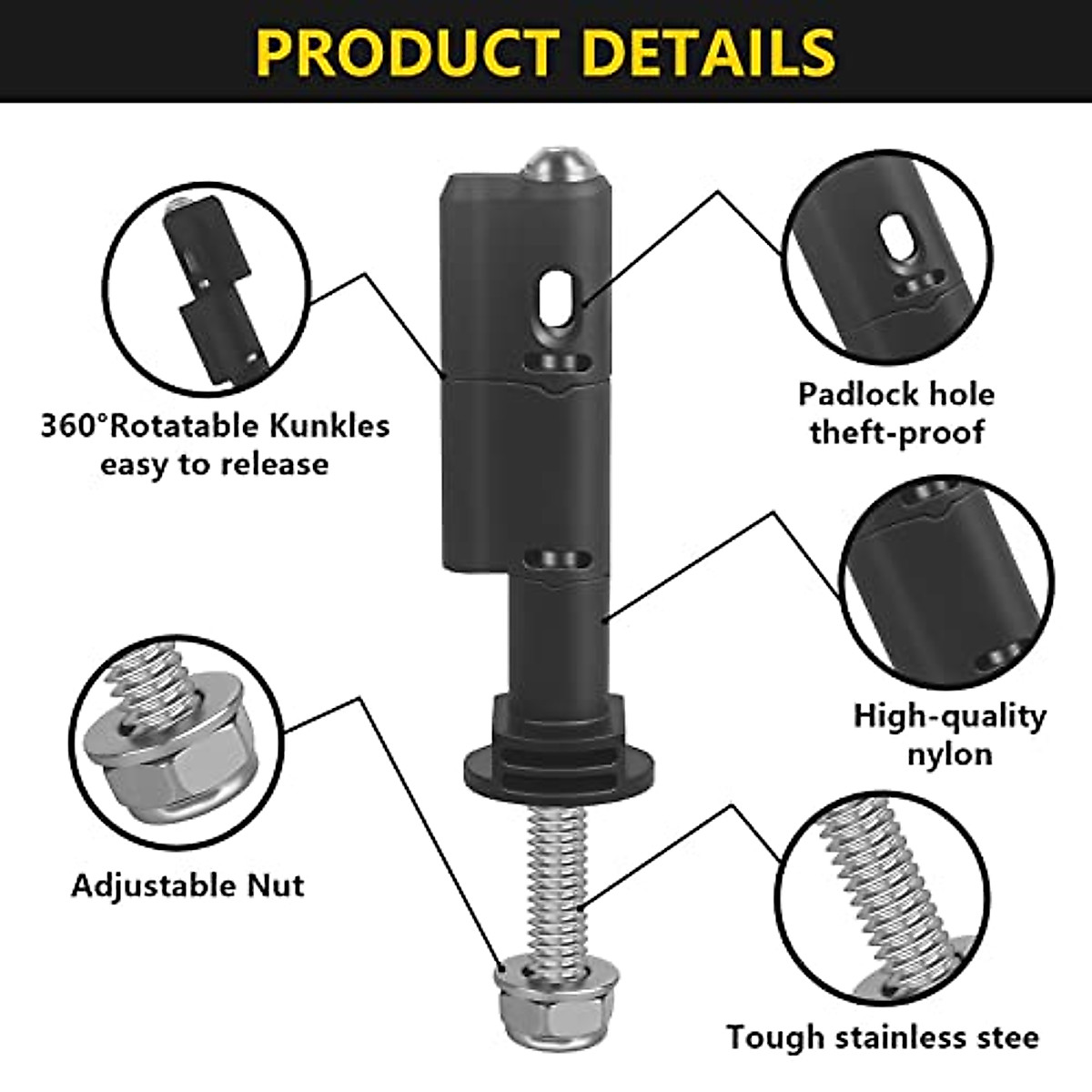 Mounting Pins Fit for MaxTrax MKII Recovery/Traction Boards, Lockable Theftproof Safety Mounting Pins Set, 4 Pack