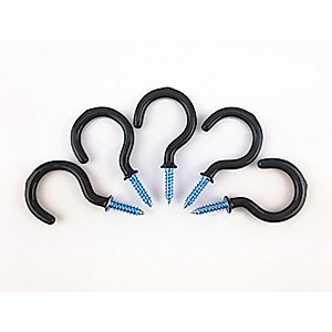 Yueton 50pcs Vinyl Coated Screw-in Ceiling Hooks Cup Hooks (Black)