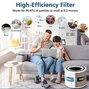 2 Pack 14 True HEPA Replacement Filter Compatible with 240 Air Purifier, 3-in-1 True HEPA Filter Replacement with HP-14 Activated Carbon Filter
